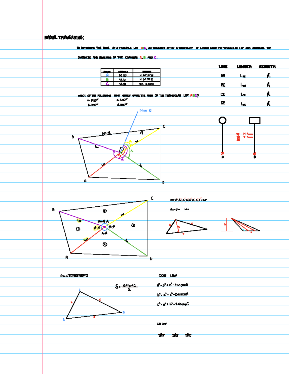 RADIAL TRAVERSING: AREA CALCULATION FOR TRIANGLE LOT ABC (FINALS) - Studocu