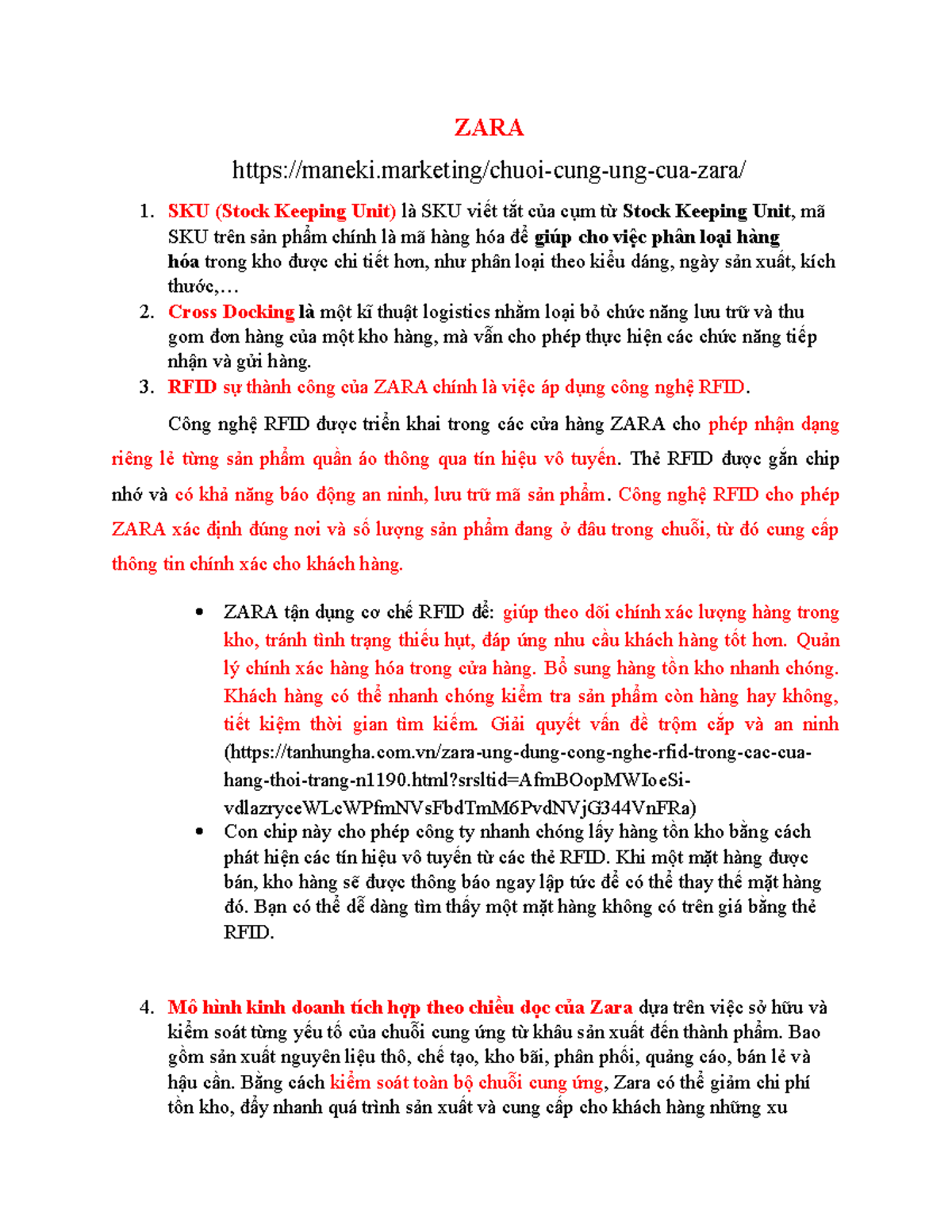 ZARA Case Study: Logistics, RFID, and Vertical Integration - Studocu