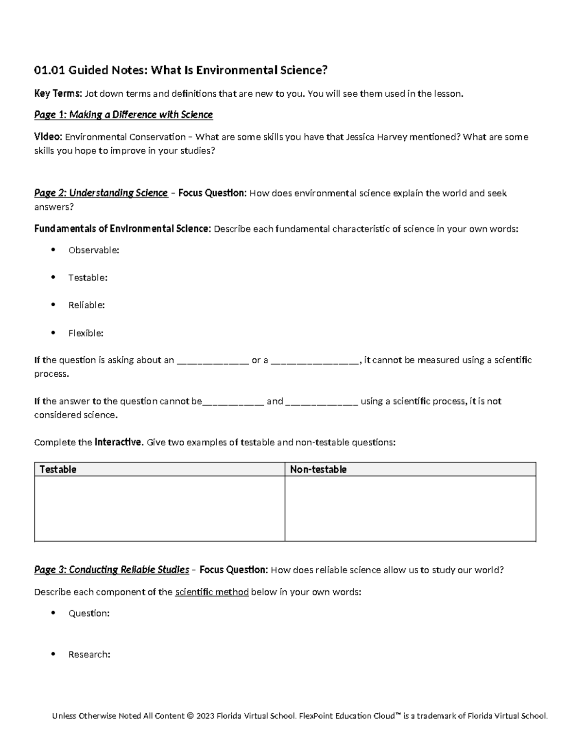 01 01 note outline - 01 Guided Notes: What Is Environmental Science ...