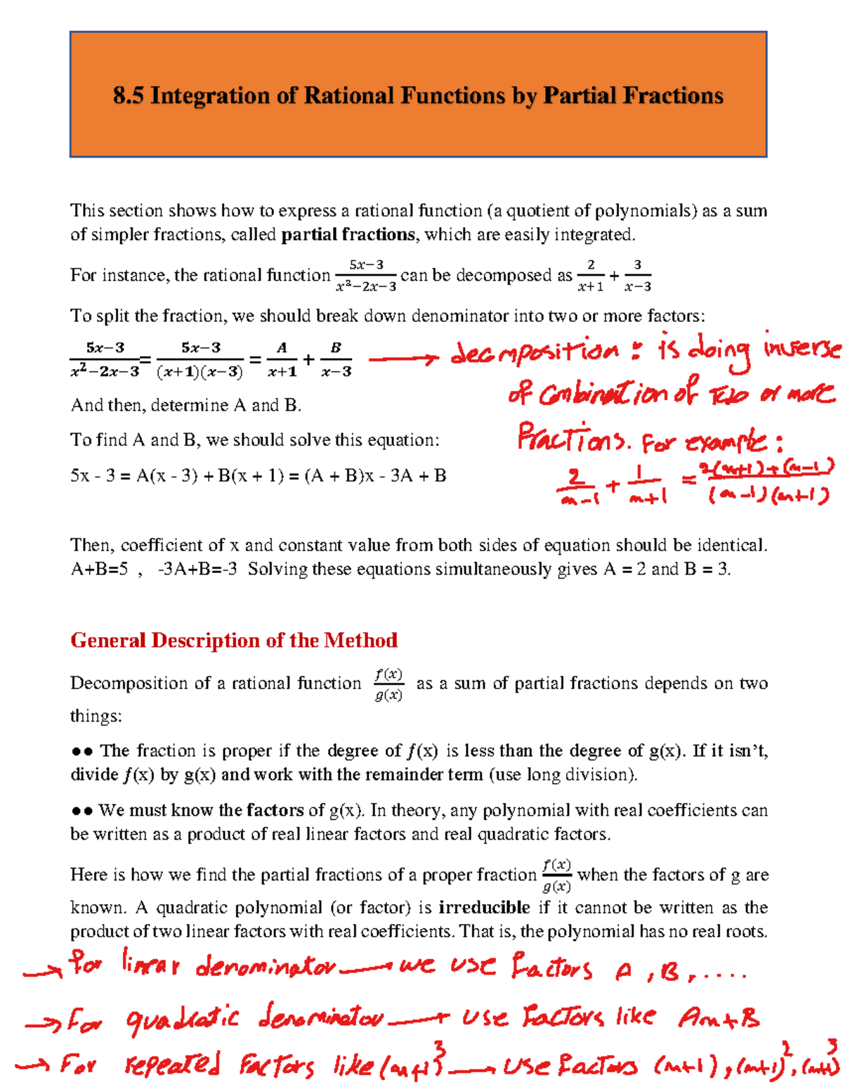 math 205 lecture note - This section shows how to express a rational ...