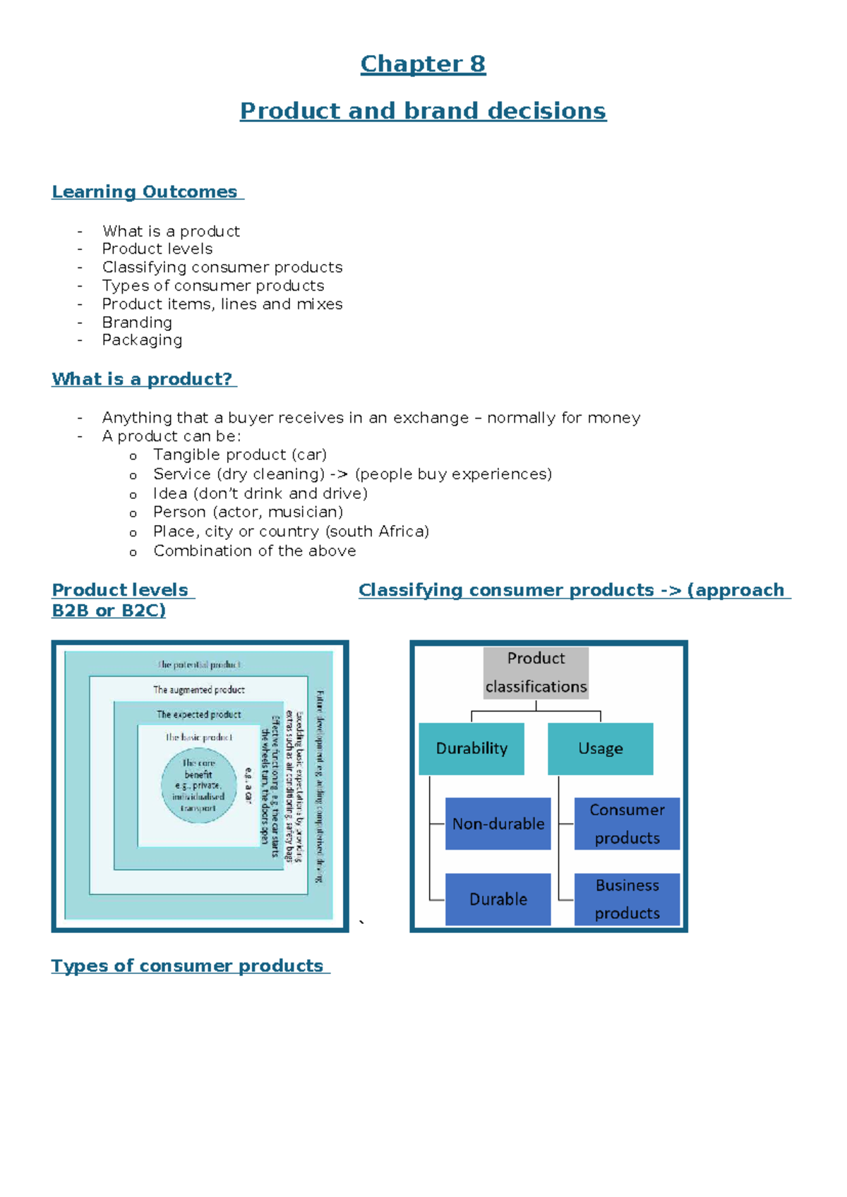Chapter 8: Product and brand decisions overview and key concepts - Studocu