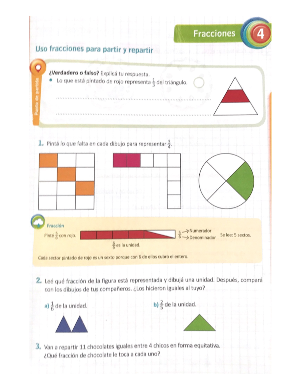 Uso de Fracciones para Partir y Repartir en Matemáticas 4 - Studocu