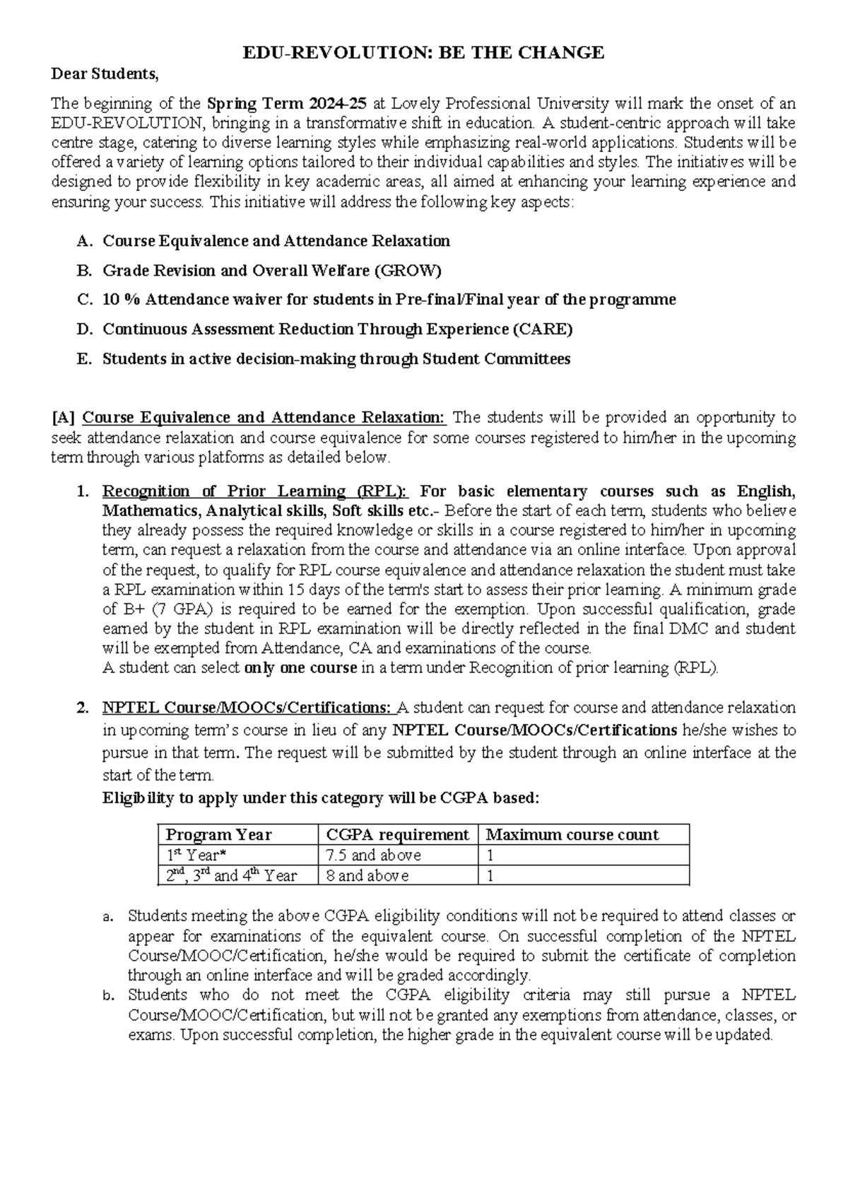 EDU-REVOLUTION Final Notice for Spring Term 2024-25 Students - Studocu