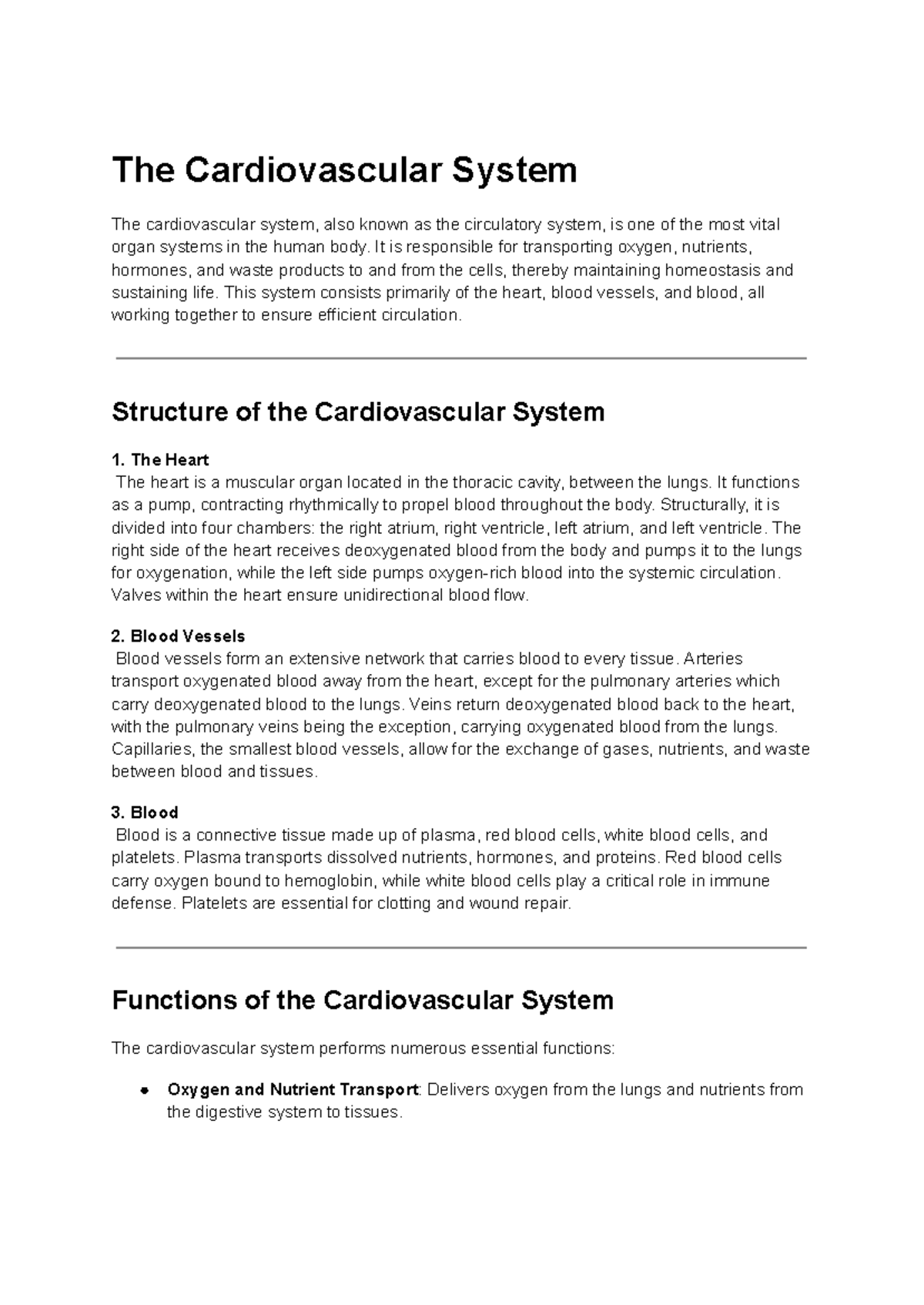 Cardiovascular System Overview: Structure, Functions & Health - Studocu