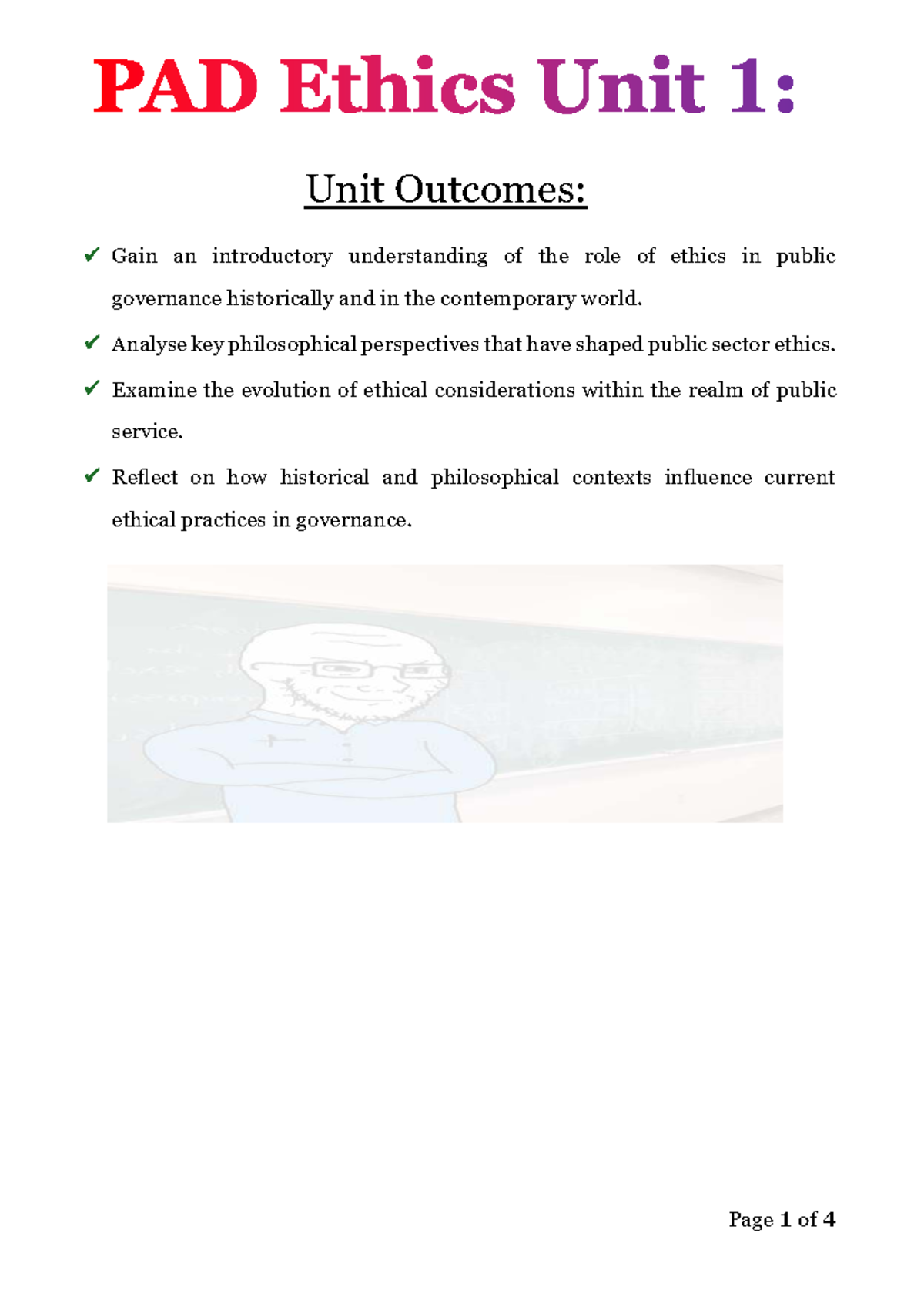 PAD Ethics U1: Understanding Ethics in Public Governance - Studocu