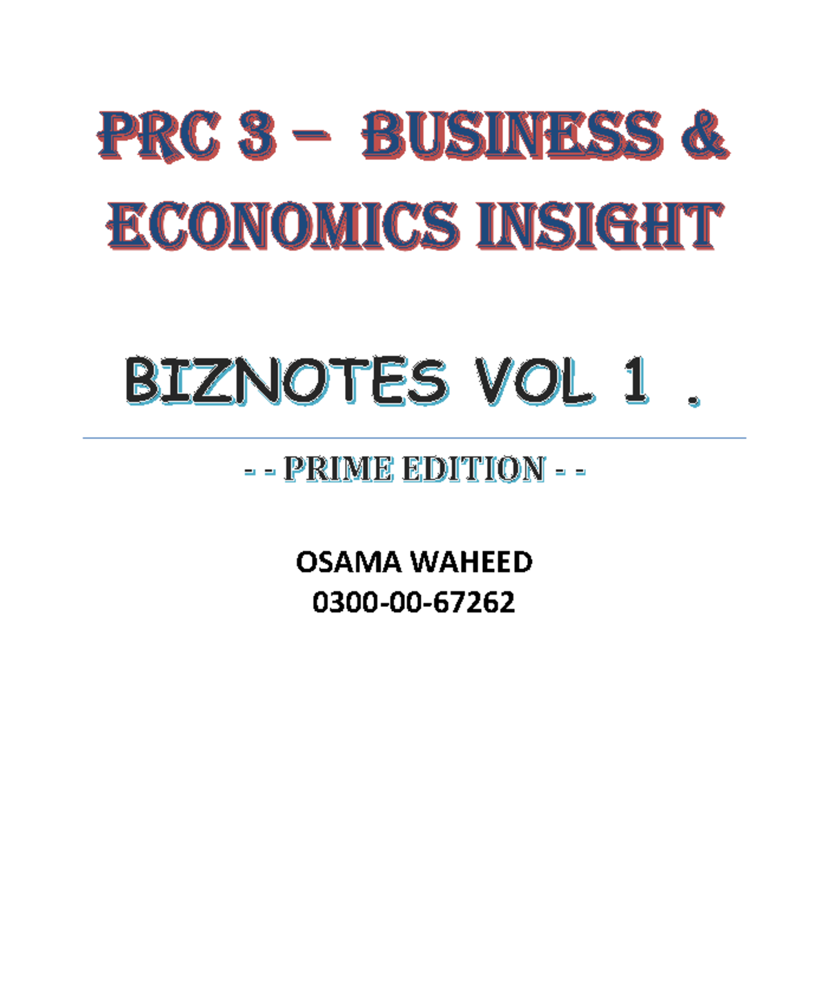 PRC 3 Business Portion: Insights and Concepts (Prime Edition) - Studocu