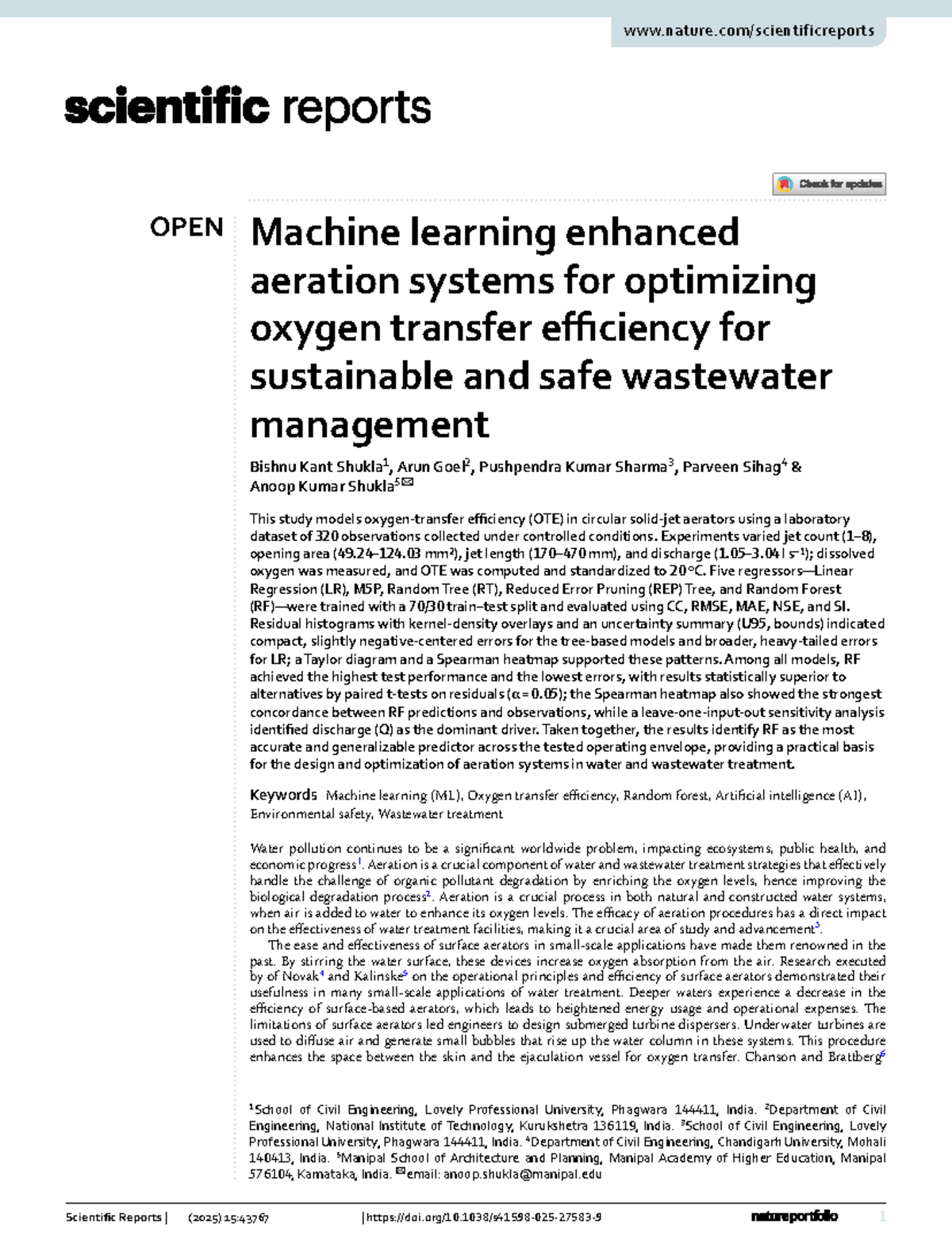 Kant(2025) Optimizing Oxygen Transfer Efficiency in Aeration Systems ...
