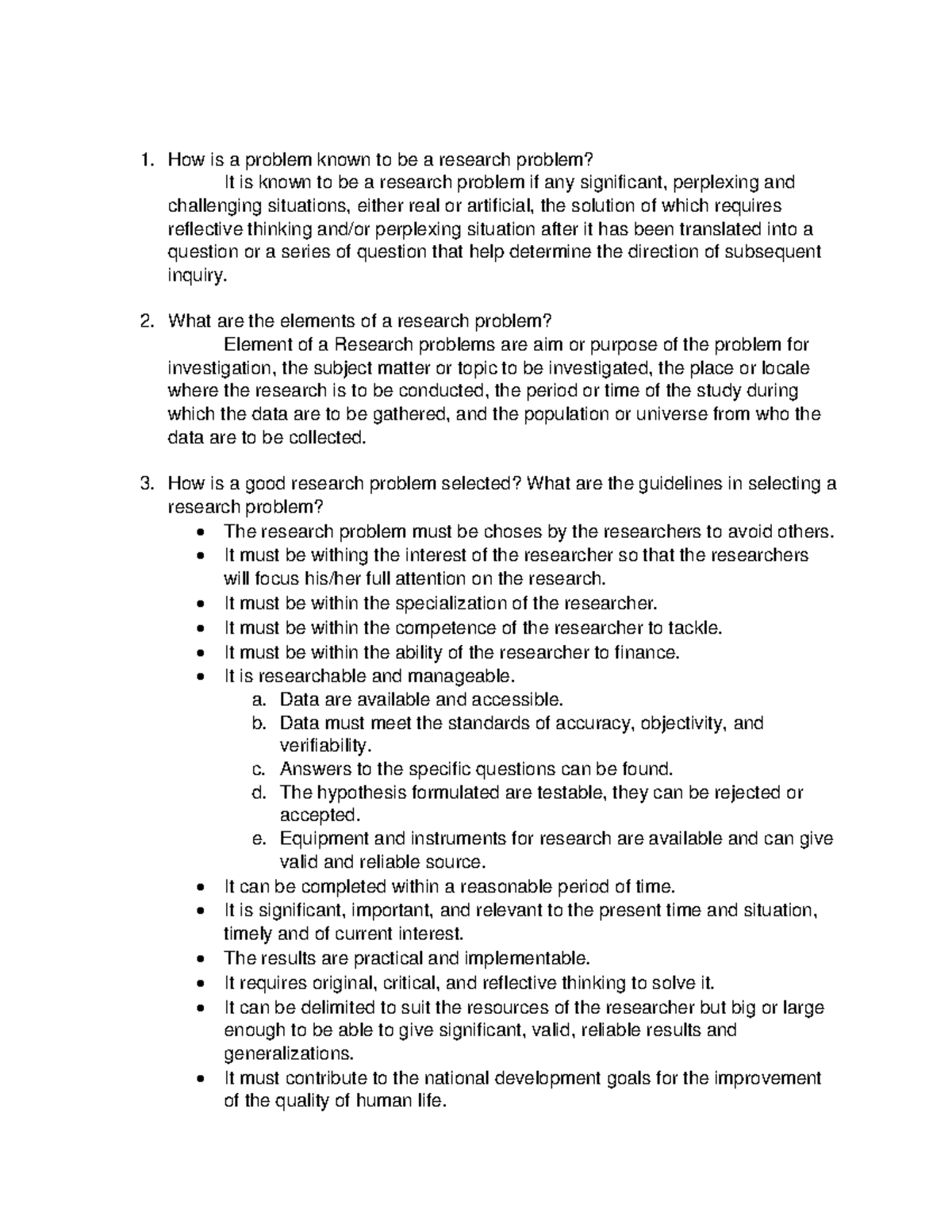 Guide Questions - Research - How is a problem known to be a research ...