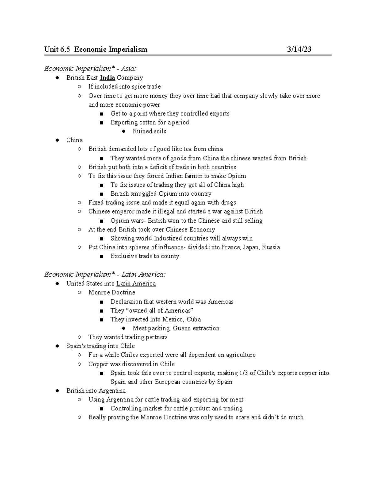 Unit 6.5 Economic Imperialism Notes: Asia & Latin America Overview ...