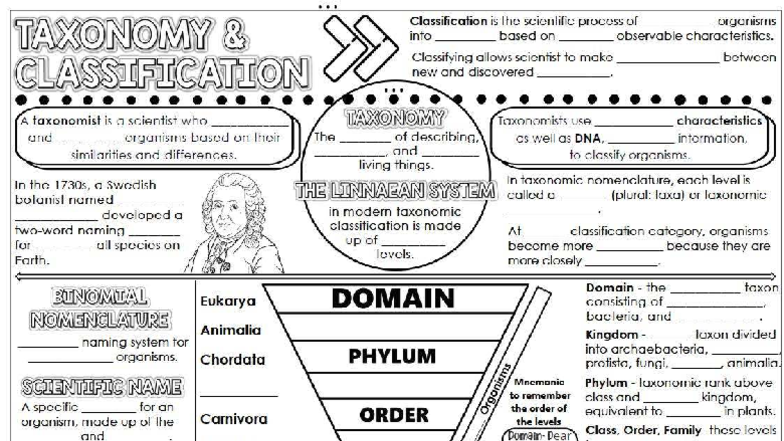 TAX 101: Taxonomy Classification Fill-in-the-Blank Notes - Studocu