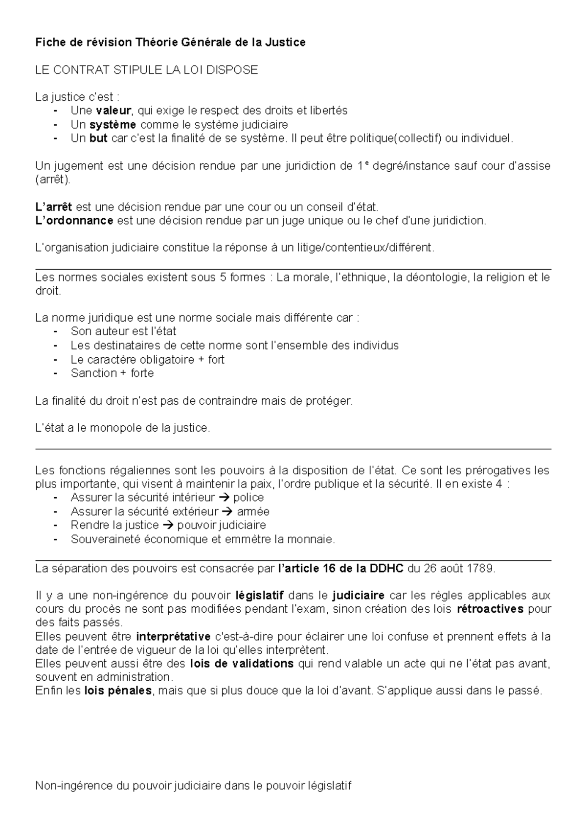 Fiche de Révision : Théorie Générale de la Justice - Concepts Clés ...