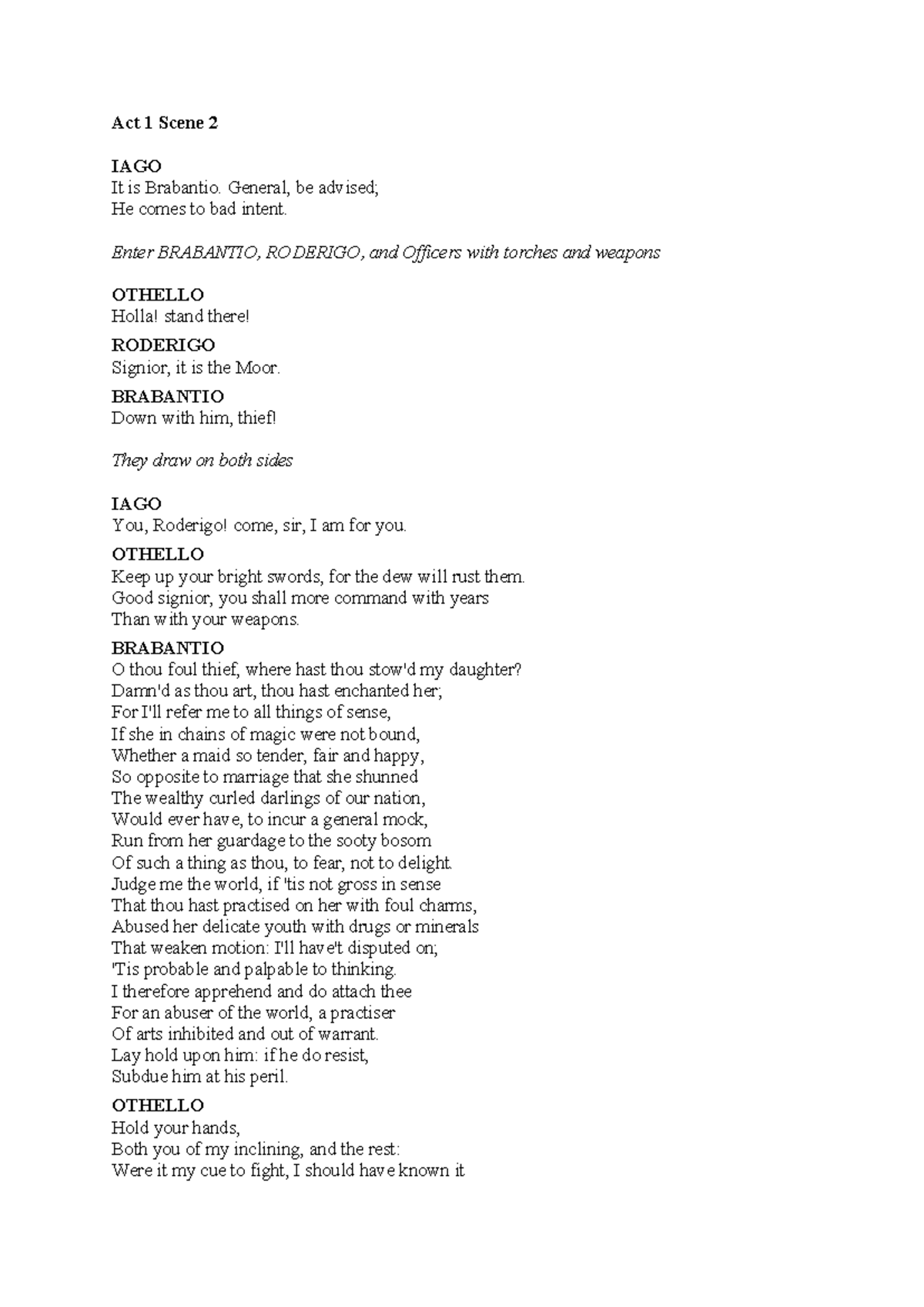 Othello Act 1-3 Extracts Revision Notes (ENG 101) - Studocu