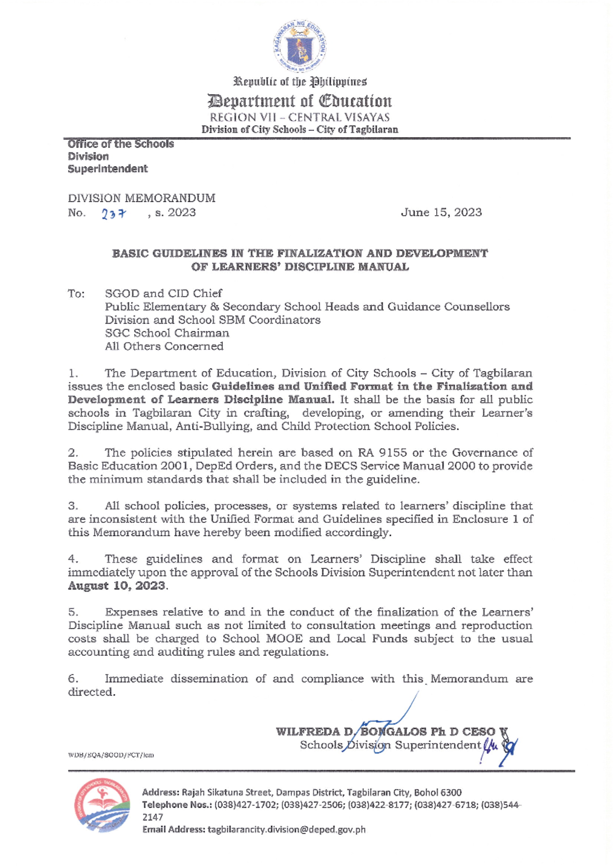 DM-NO: Basic Guidelines for Developing Learners' Discipline Manual ...