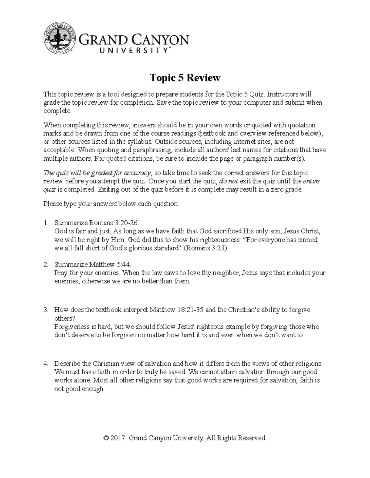 CWV 101 T5 Review - Topic 5 Review This topic review is a tool designed ...