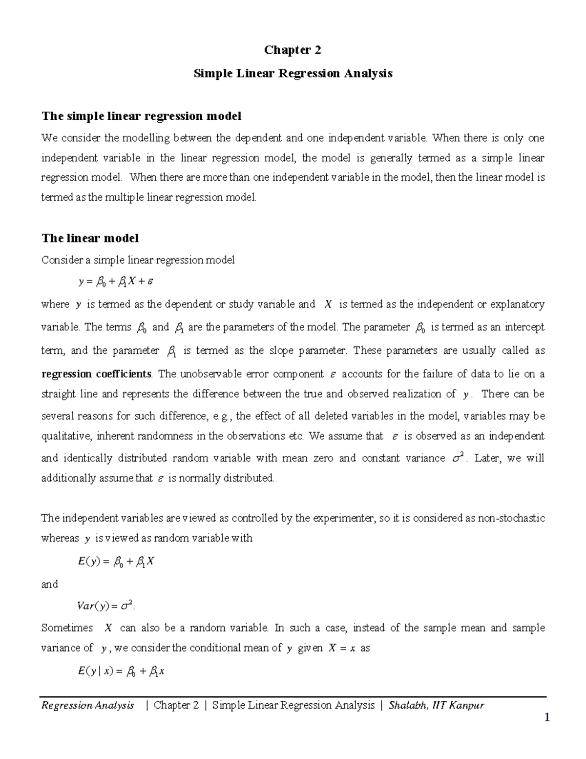 Chapter 2-Regression-Simple Linear Regression Analysis - Regression Analysis | Chapter 2 ...