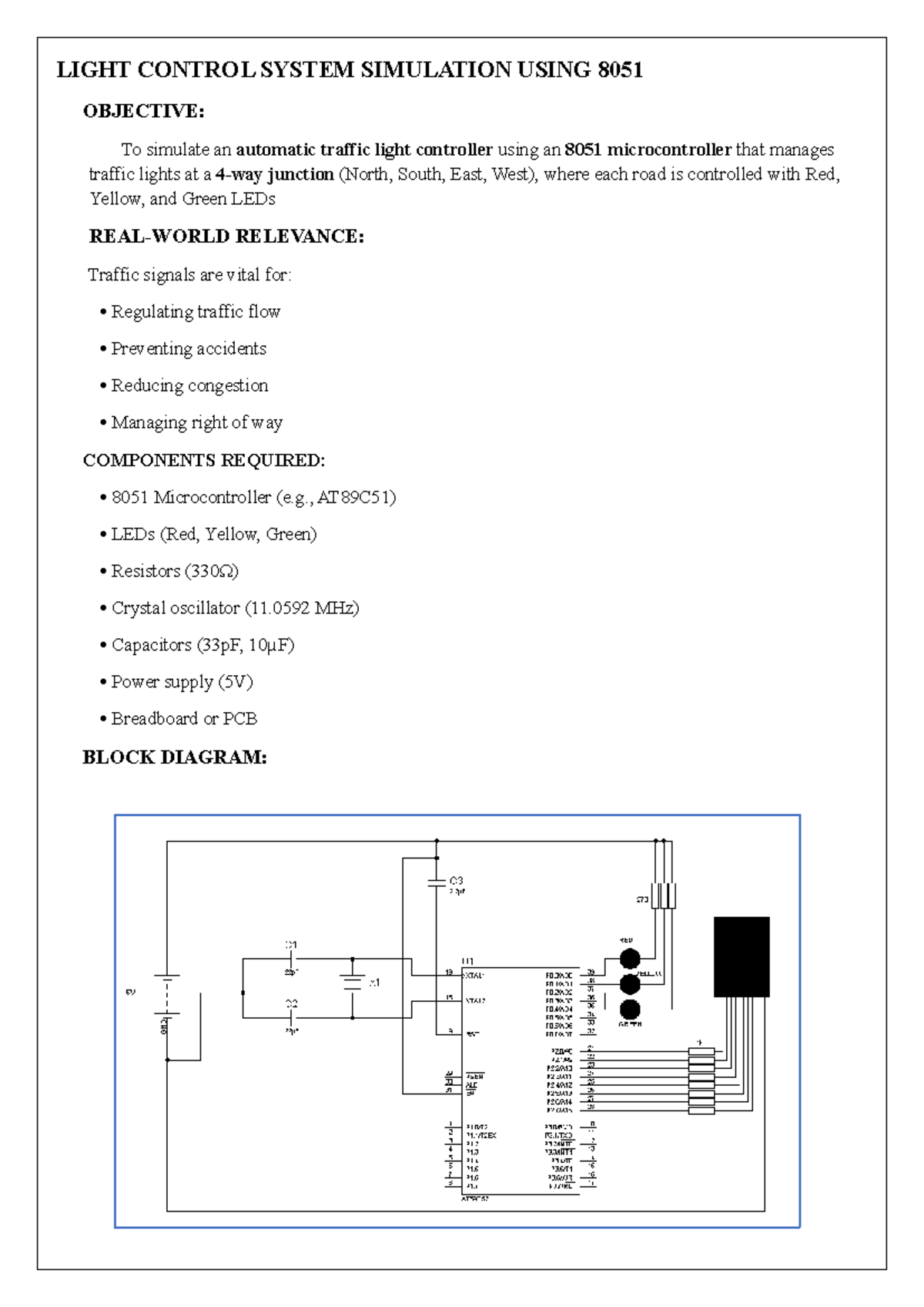 Traffic Light Control System Simulation (Ass 2 EIOT) - Studocu