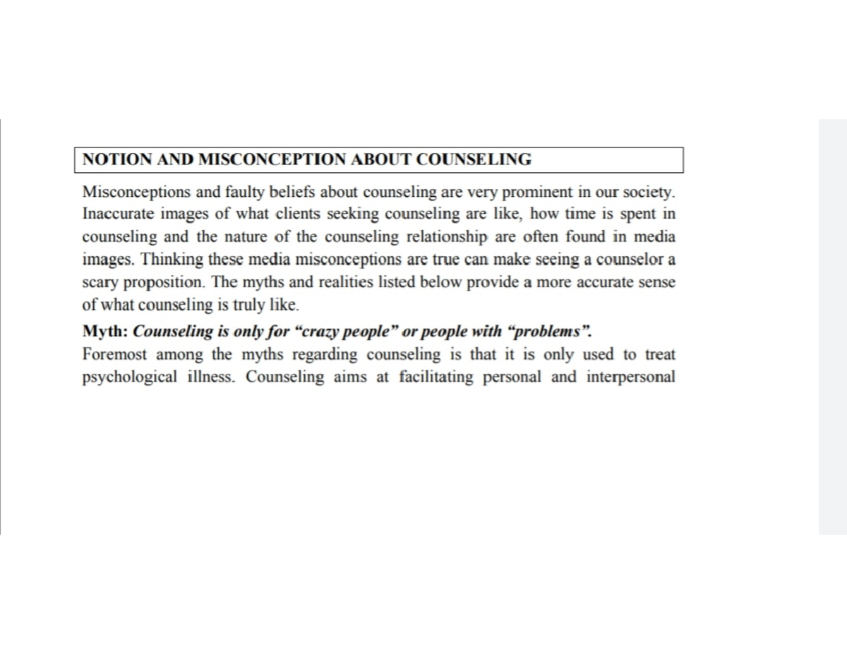 Notion and misconceptions about counseling - Guidance And Counselling ...