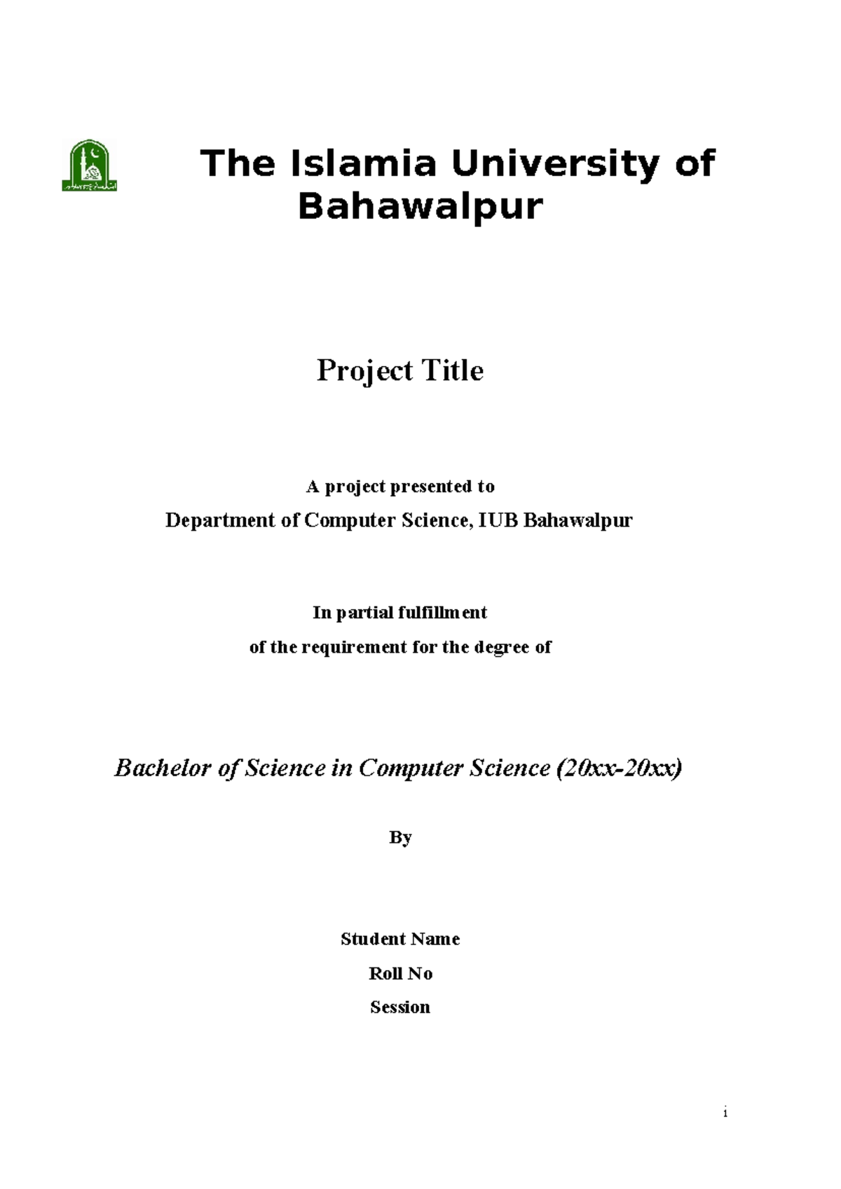 IUB CS Project Final Report for Bachelor of Science Degree - Studocu