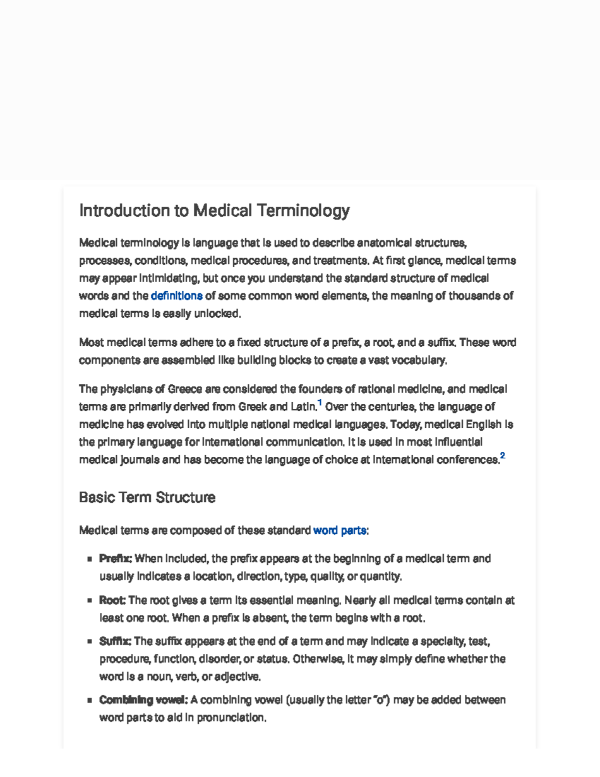 Medical Terminology Overview: Understanding Word Structure and Roots ...
