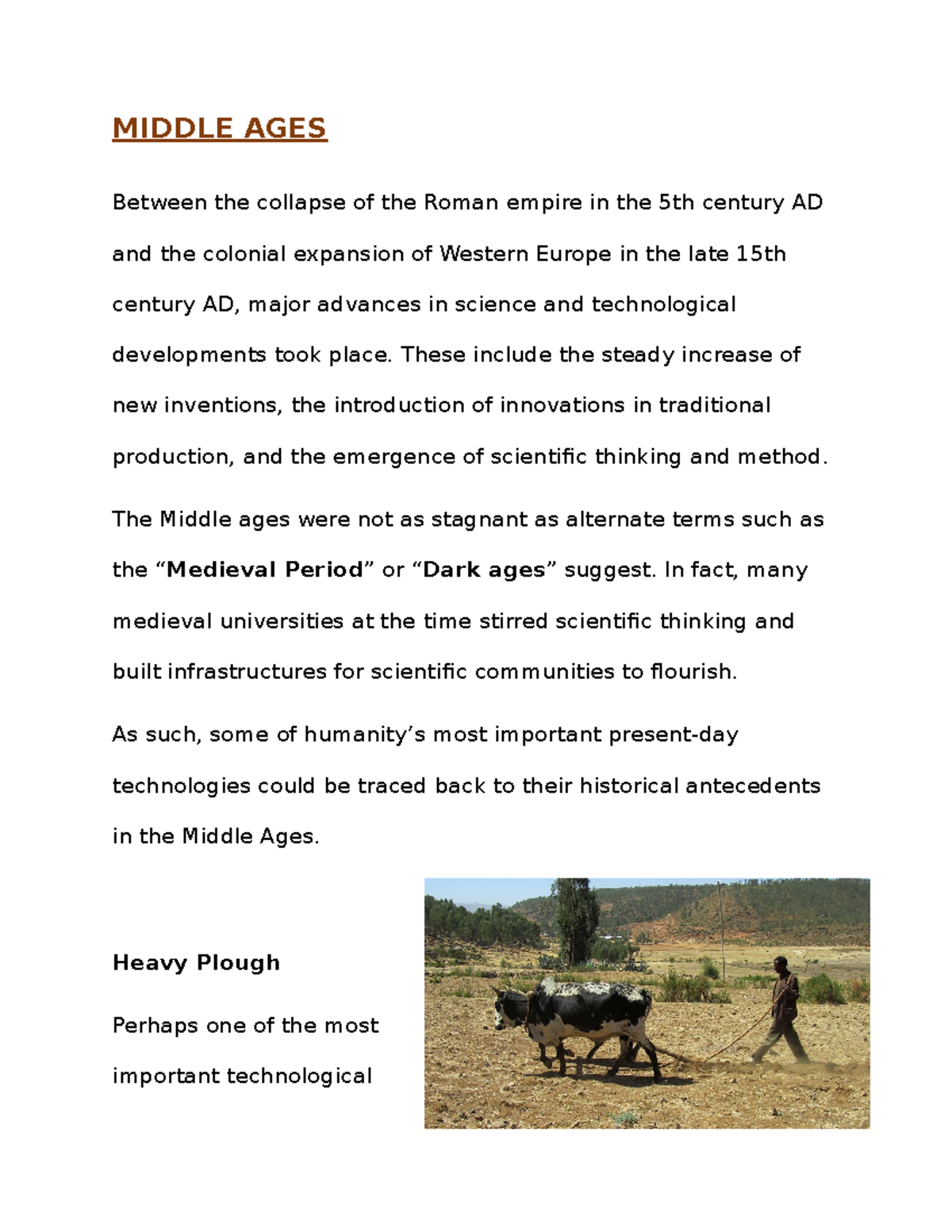 Middle Ages: Tech Advancements & Societal Impact (History) - Studocu