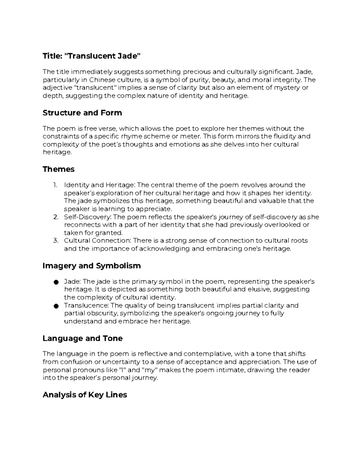Translucent Jade: A Cultural Reflection on Identity & Heritage - Studocu