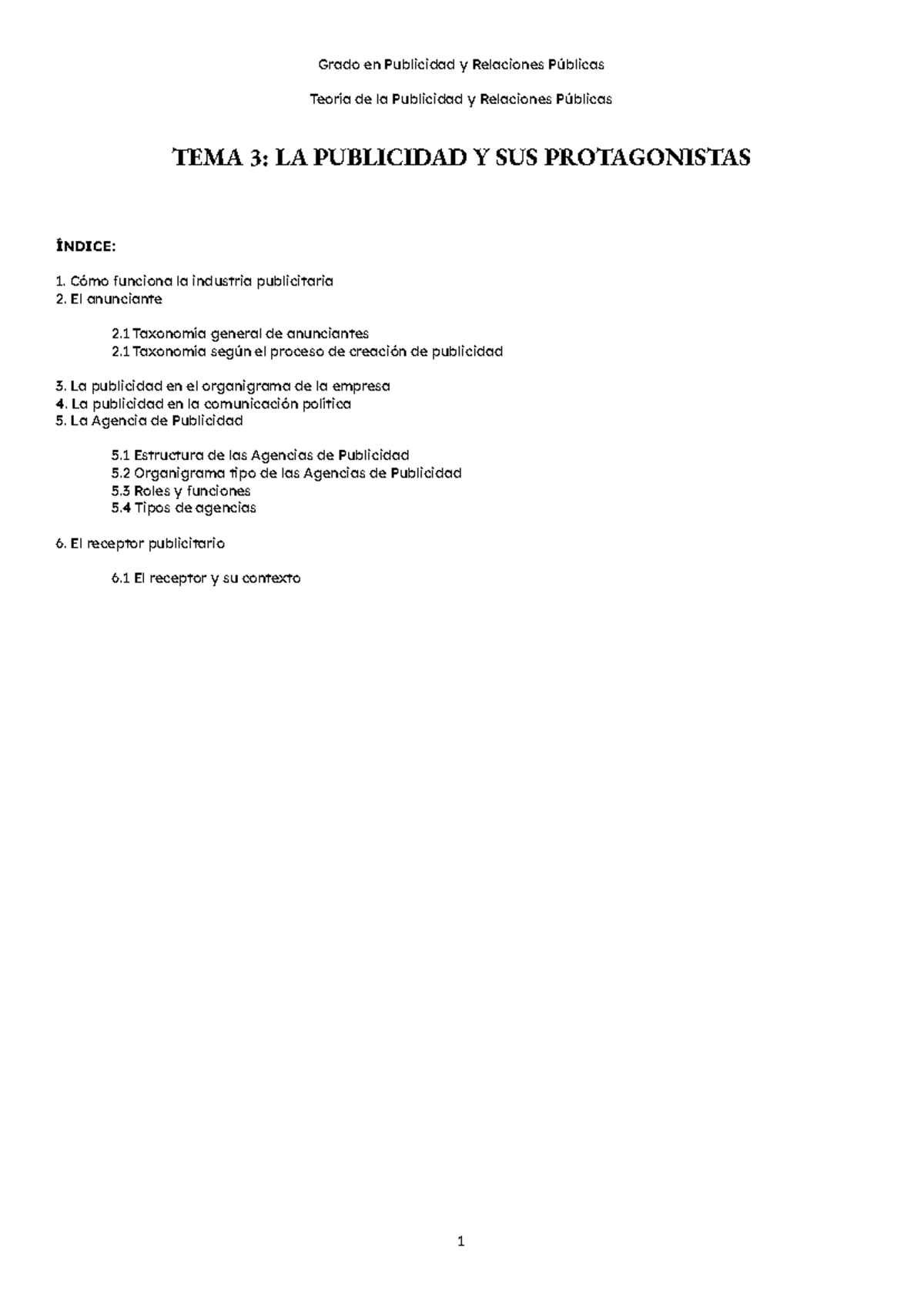 TEMA 3: LA PUBLICIDAD Y SUS PROTAGONISTAS - Grado en Publicidad y RRPP ...