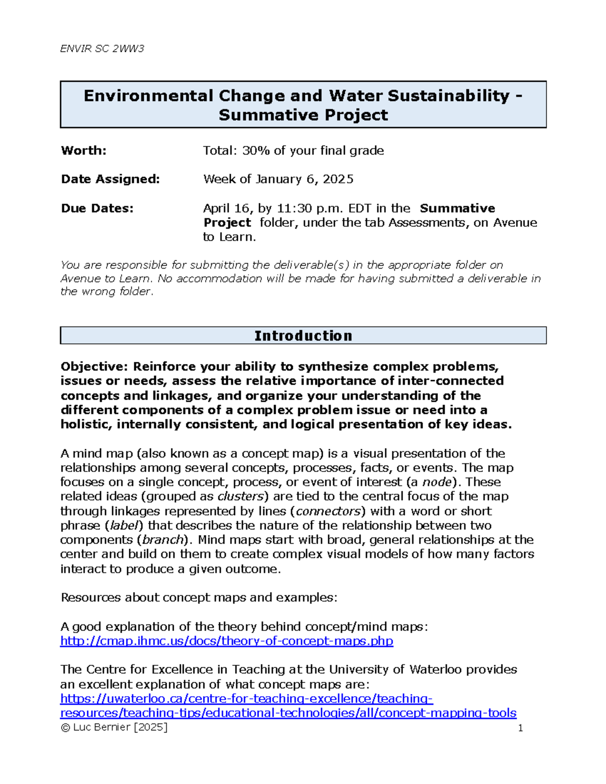 ES 2WW3 - Winter 2025 - Summative Project v1 - Environmental Change and ...