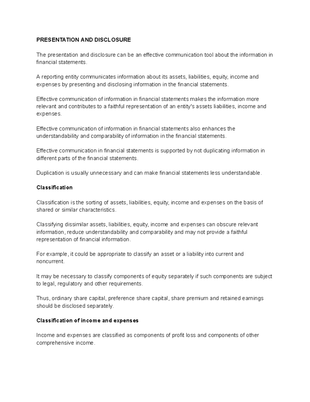 Chapter 7 - Presentation and Disclosure in Financial Statements - Studocu