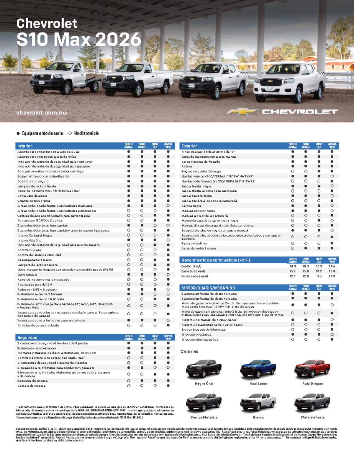 Ficha Técnica Chevrolet S10 Max 2026 - Equipamiento y Especificaciones ...