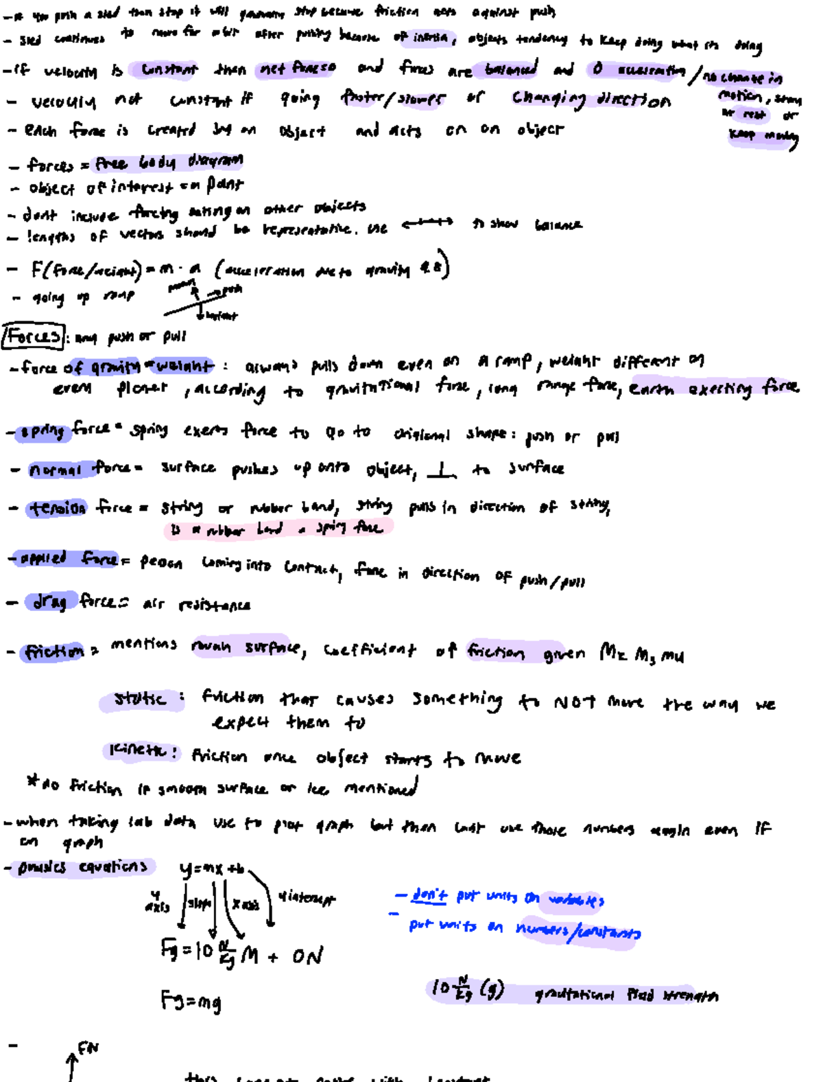 Physics 1 Unit 1 Notes: Forces, Motion, and Inertia Concepts - Studocu