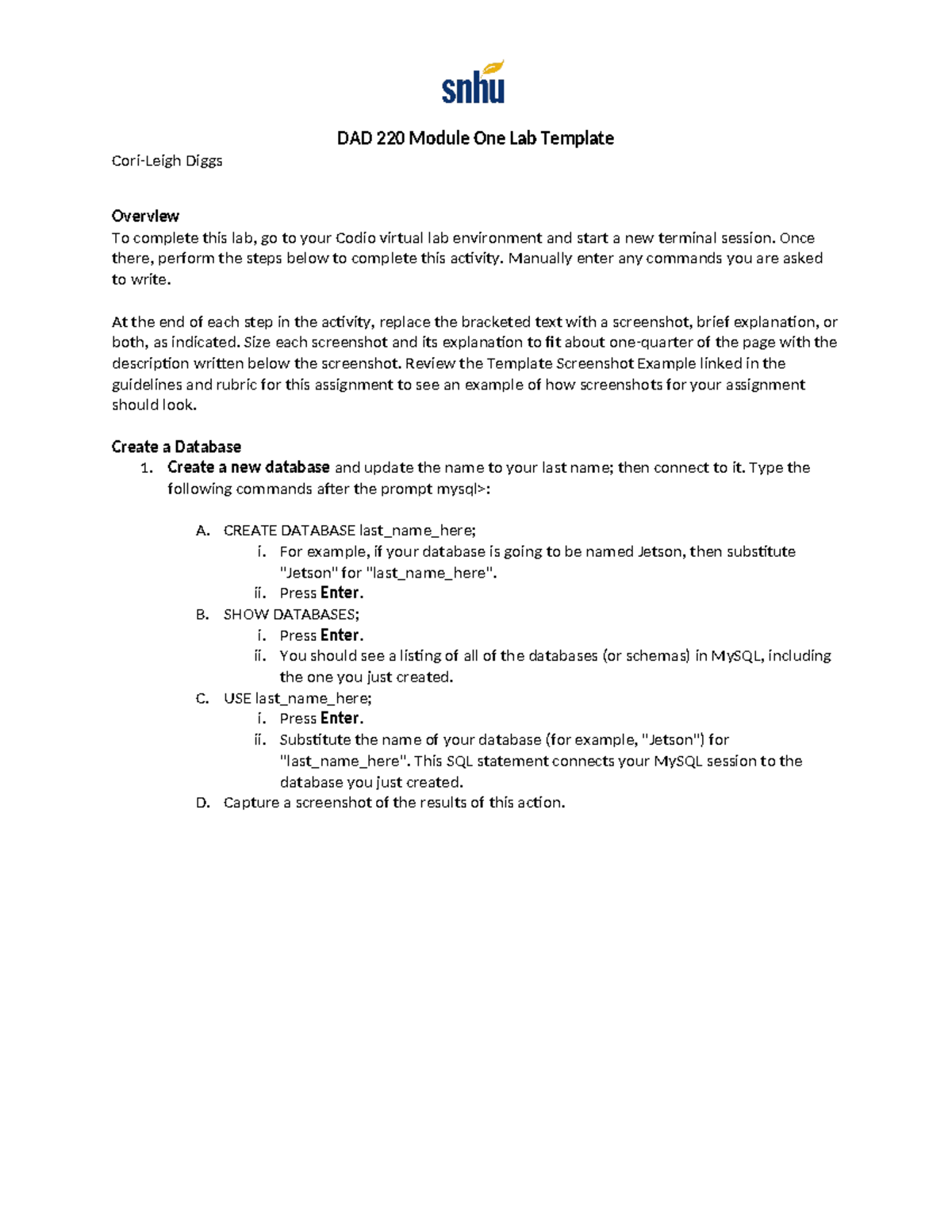 DAD 220 Lab 1 - Intro to Databases & SQL Command Basics - Studocu
