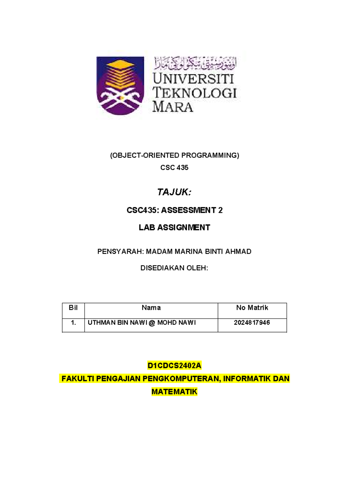 LAB Assignment CSC 435: DVD Sales Java Program by Uthman Bin Nawi - Studocu