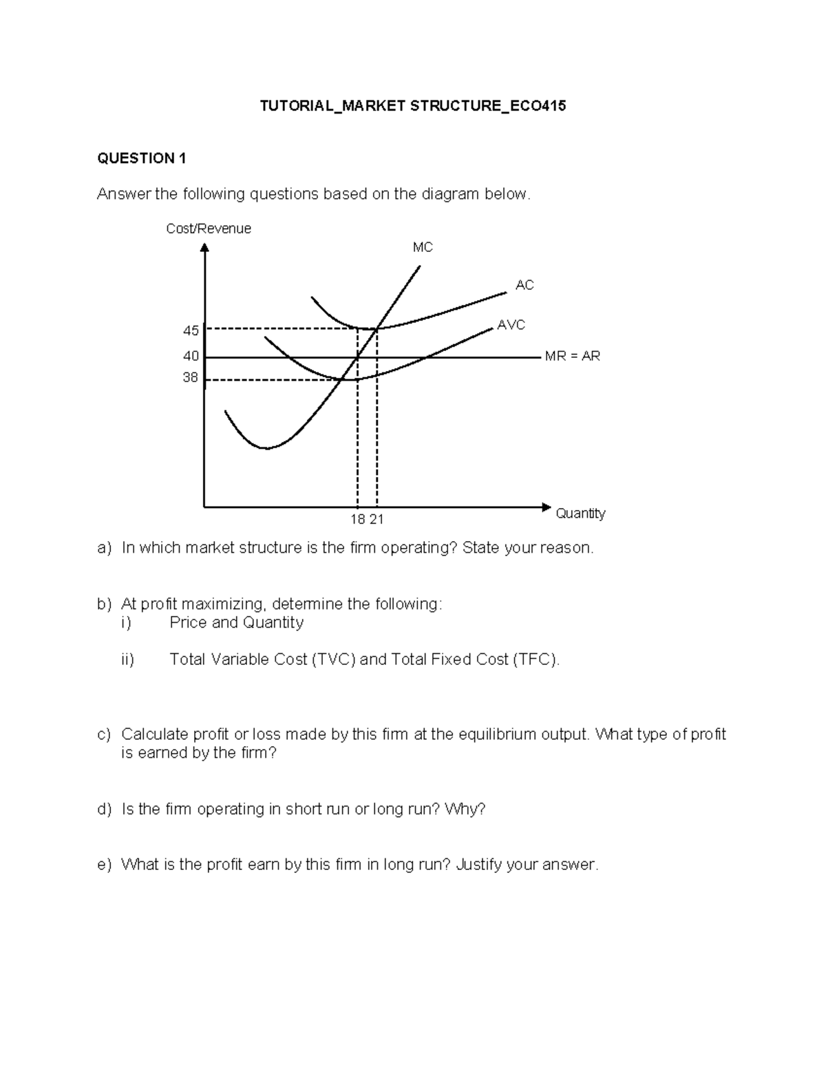 ECO415 Tutorial: Market Structure Analysis and Equilibrium Calculations ...