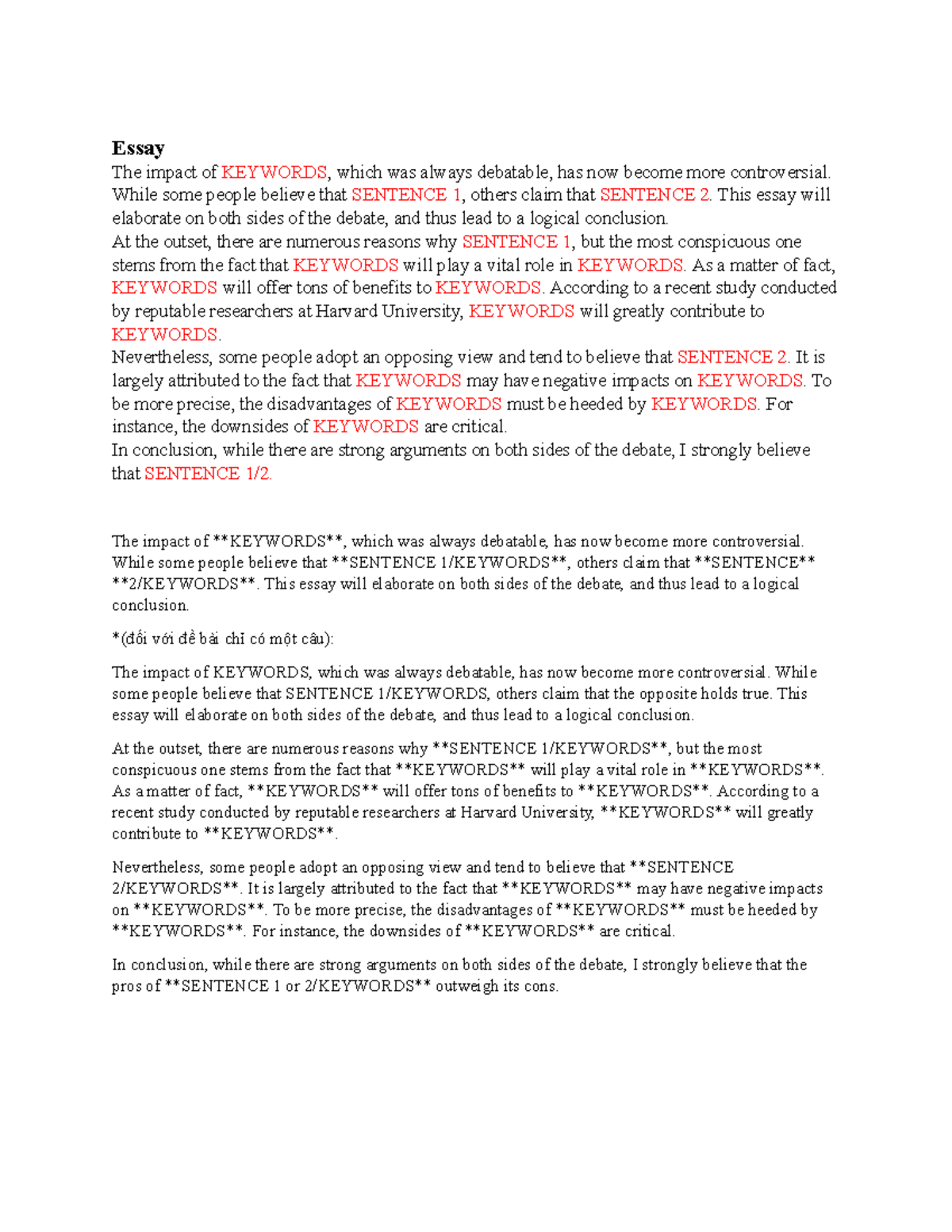 Write essay - Essay The impact of KEYWORDS, which was always debatable ...