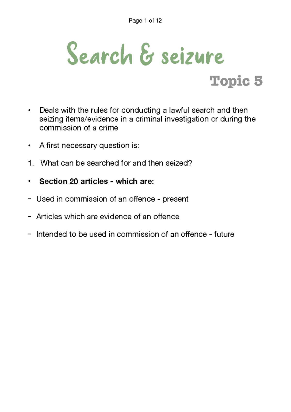 Search & Seizure Rules in Criminal Investigations (Law 101) - Studocu