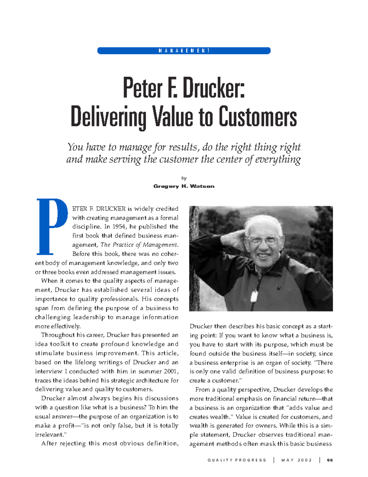 Management 101: Peter F. Drucker's Insights on Delivering Customer ...