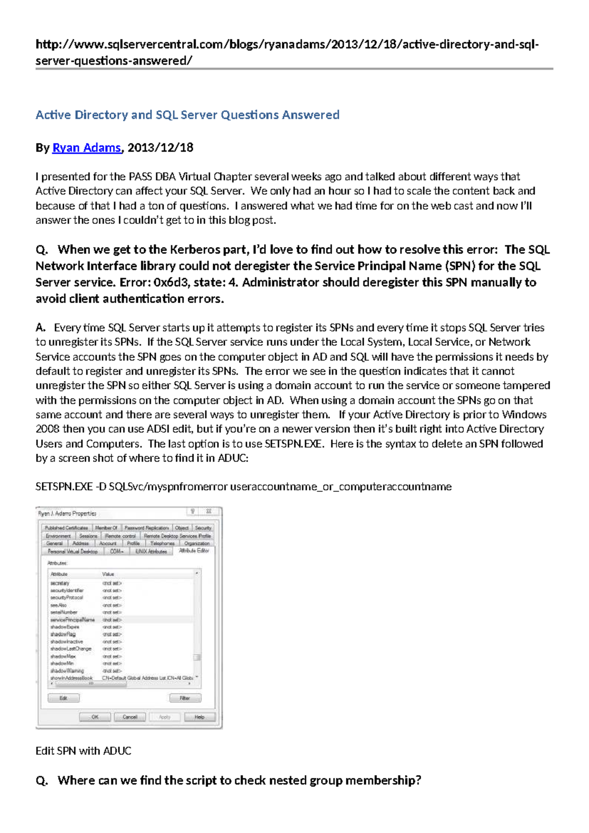 Active Directory & SQL Server Q&A: Insights from PASS DBA Session - Studocu