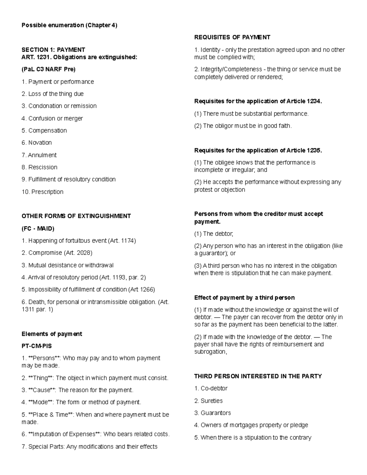 Oblicon CHAP 4 Possible enumeration - Possible enumeration (Chapter 4 ...