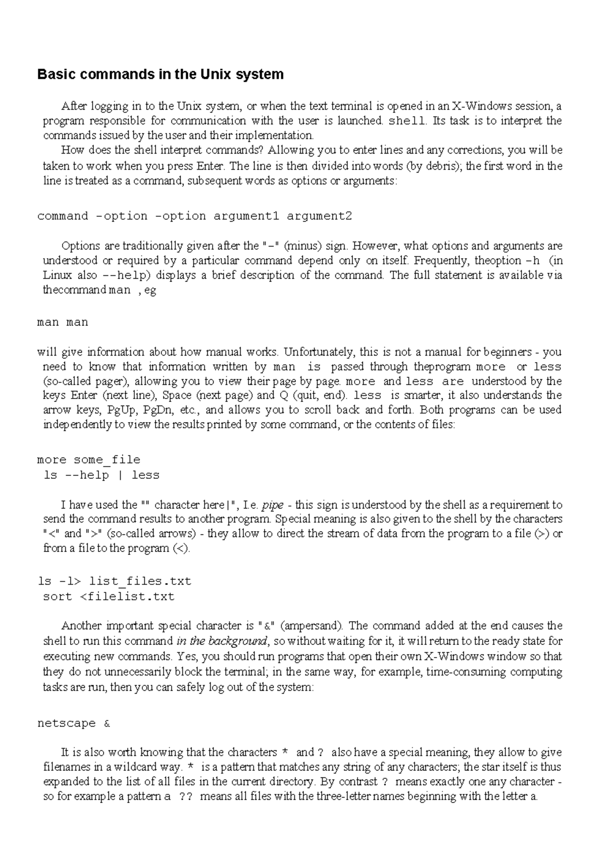 Unix - Linux Basic Commands Guide (CS101) - Studocu