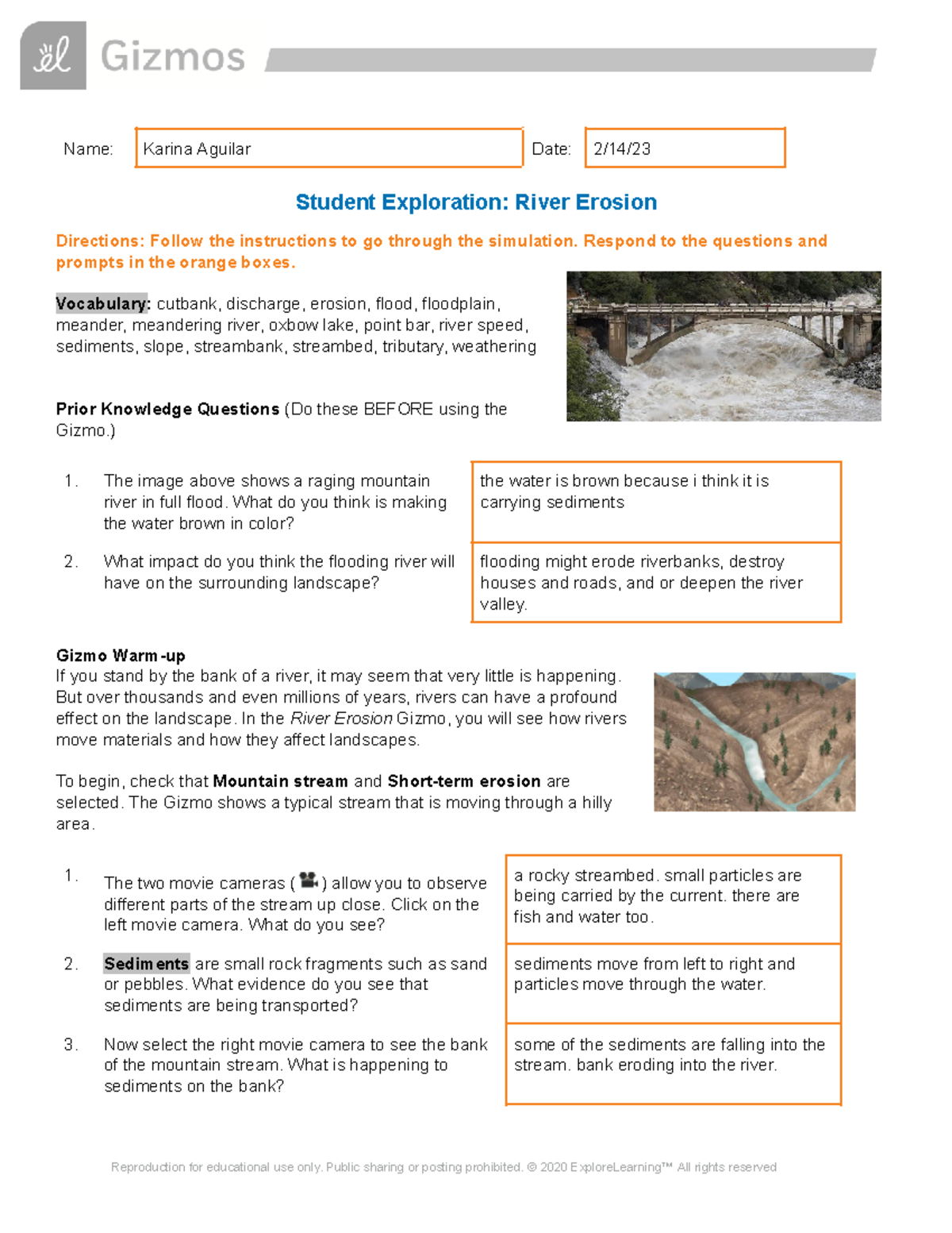 River Erosion Gizmo Lab Exploration (Study Guide) - Studocu