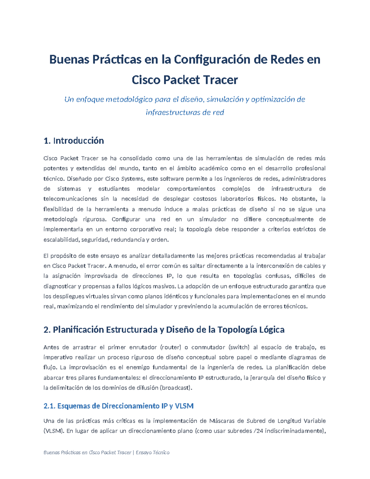 Buenas Prácticas en la Configuración de Redes - Cisco Packet Tracer ...
