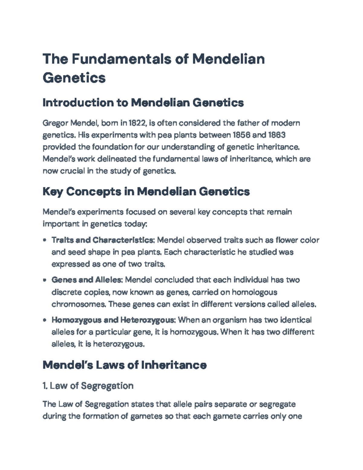 Mendelian Genetics: Key Concepts and Laws of Inheritance in Biology ...