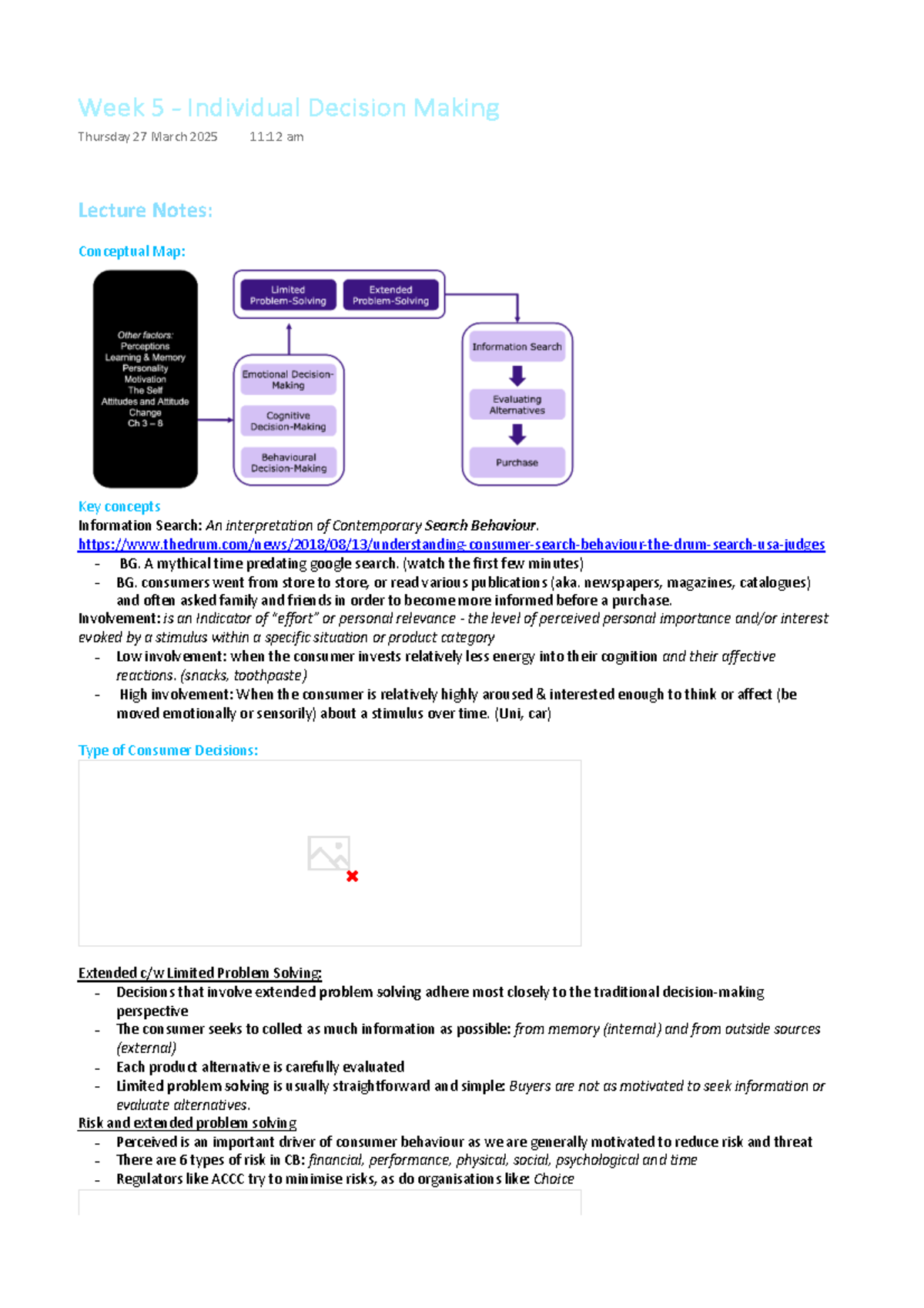 Week 5 - Individual Decision Making Lecture Notes: Consumer Behavior ...