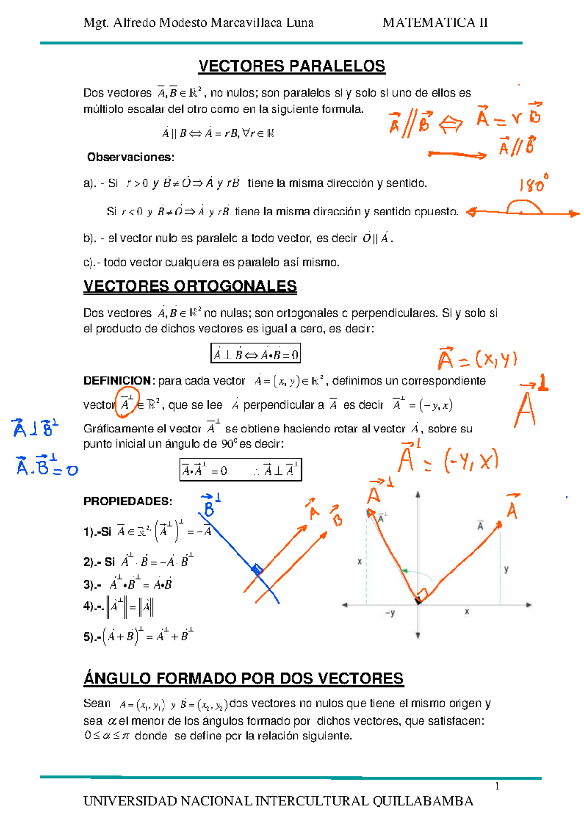 MATEMATICA II: Vectores Paralelos y Ortogonales - Ejercicios Resueltos ...