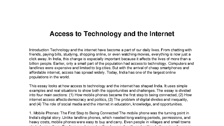 Access to Technology and Internet Assignment Expanded - Access to ...