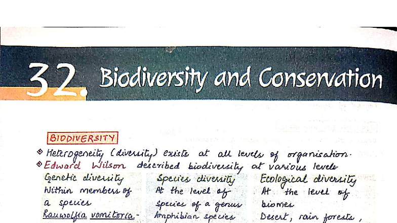 HWNC13 Xiibio 2 - Biodiversity and Conservation Study Notes - Studocu