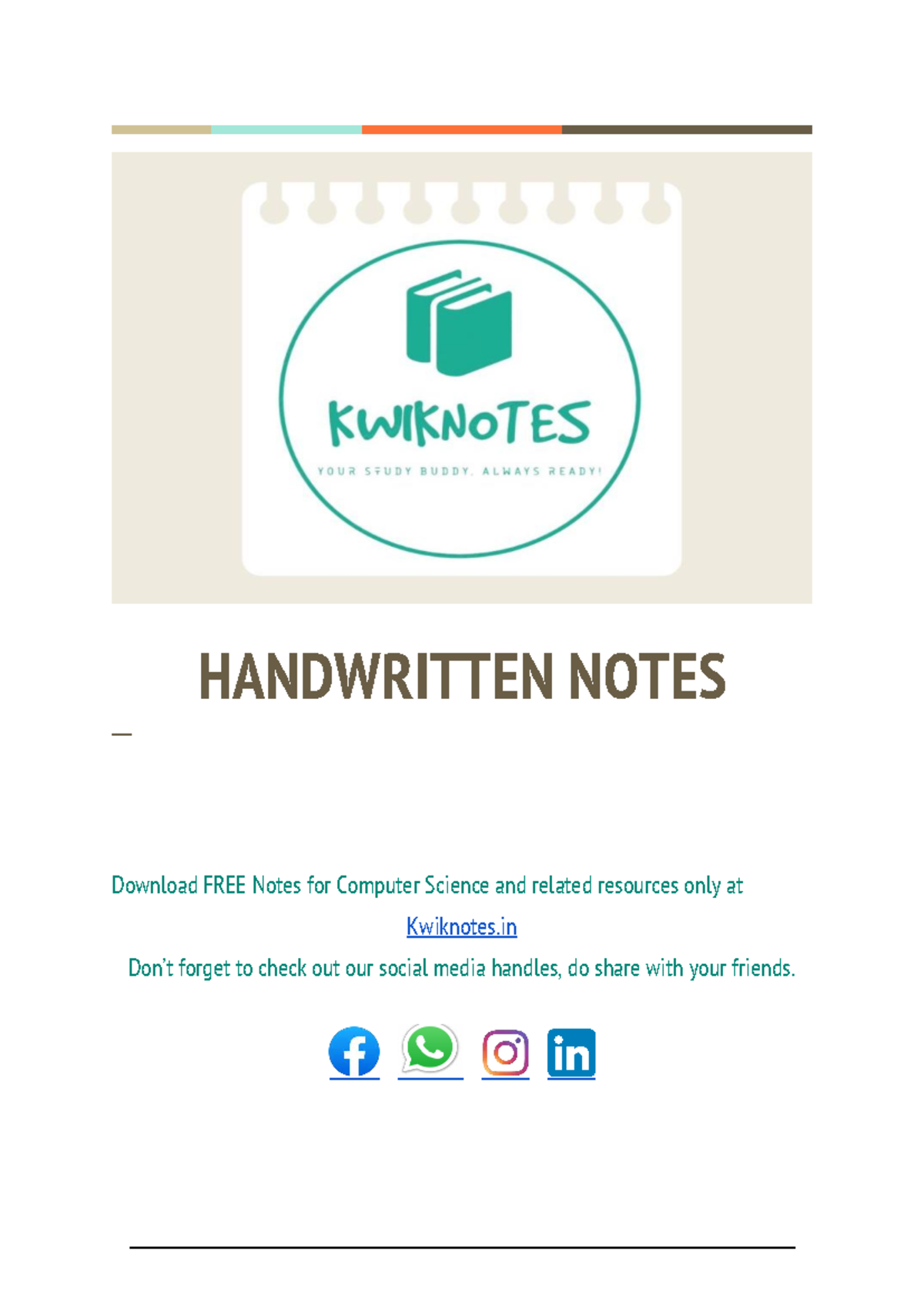 Dbmshandwritten - NOTES - Software Engineering - - Studocu