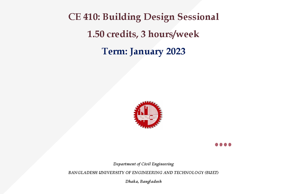 CE 410: Building Design Lecture 5 - Reinforcement for Flexure - Studocu