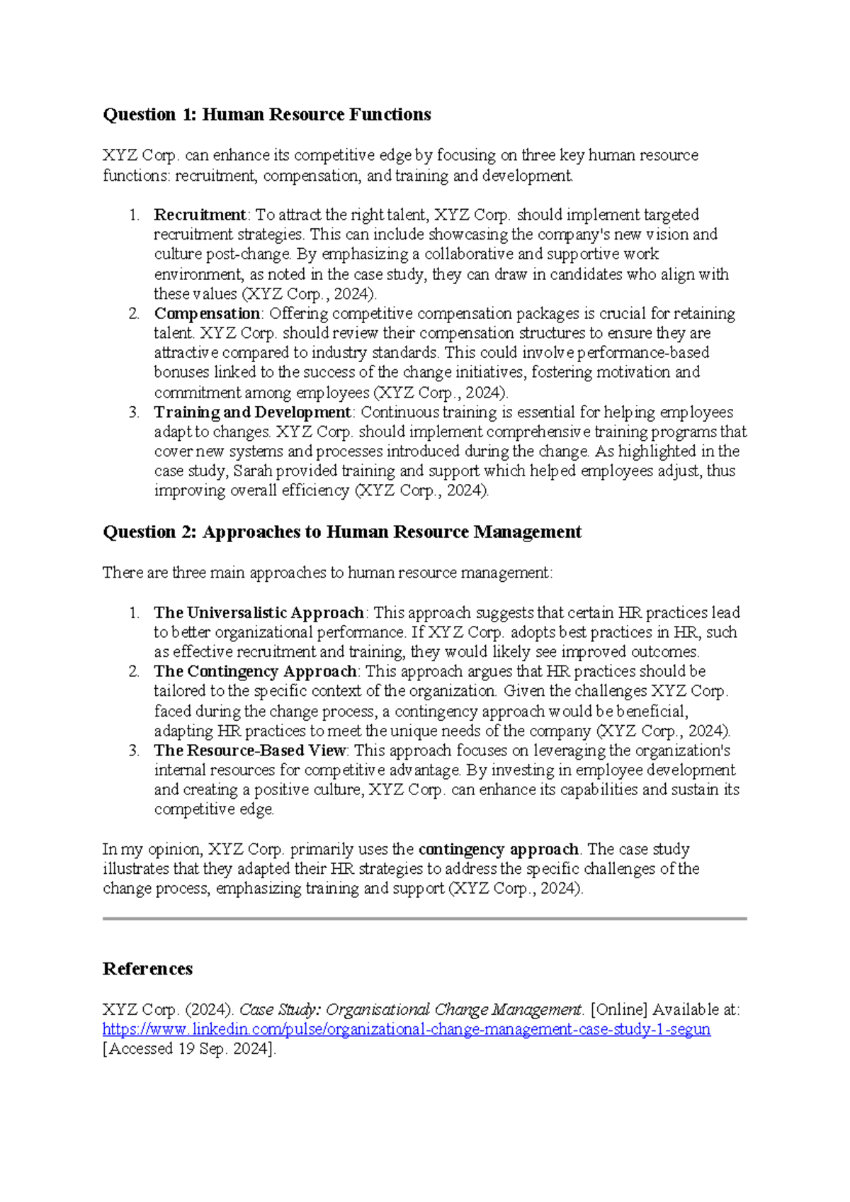 Case Study: Analyzing HR Functions and Management Approaches - Studocu