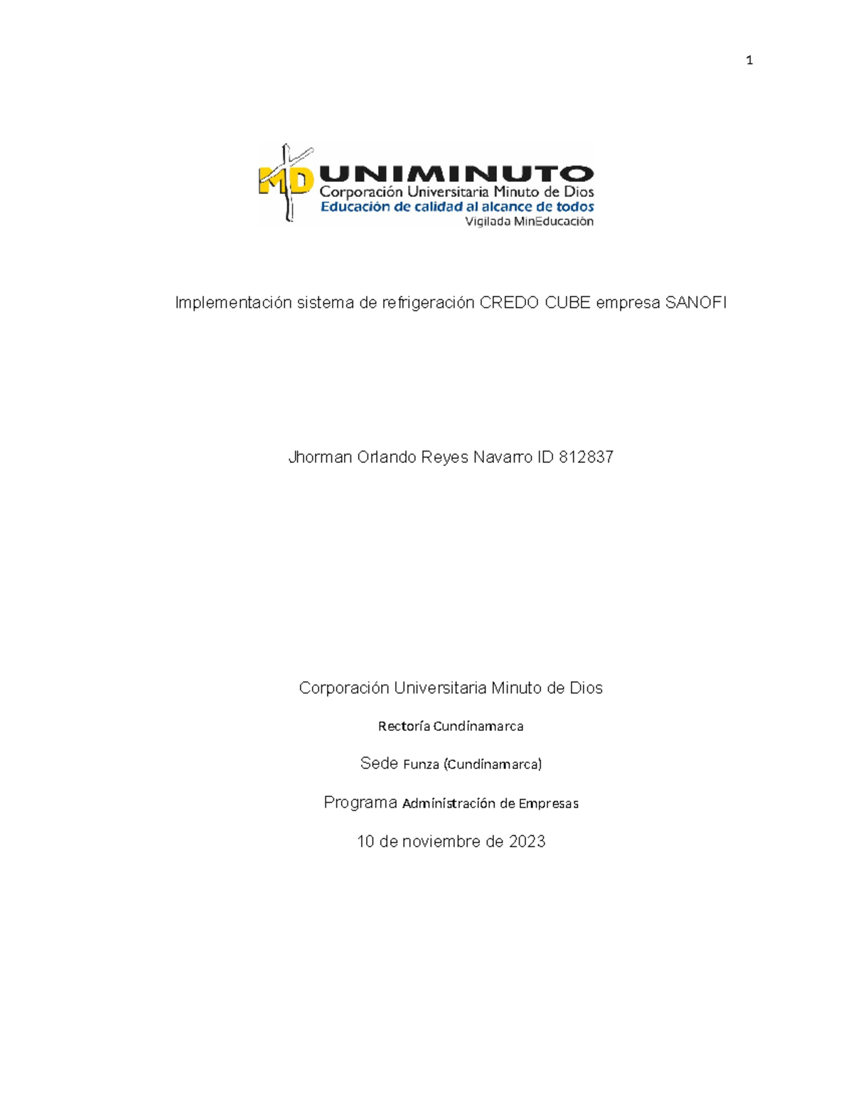 Propuesta de Implementación Sistema CREDO CUBE en SANOFI - Studocu